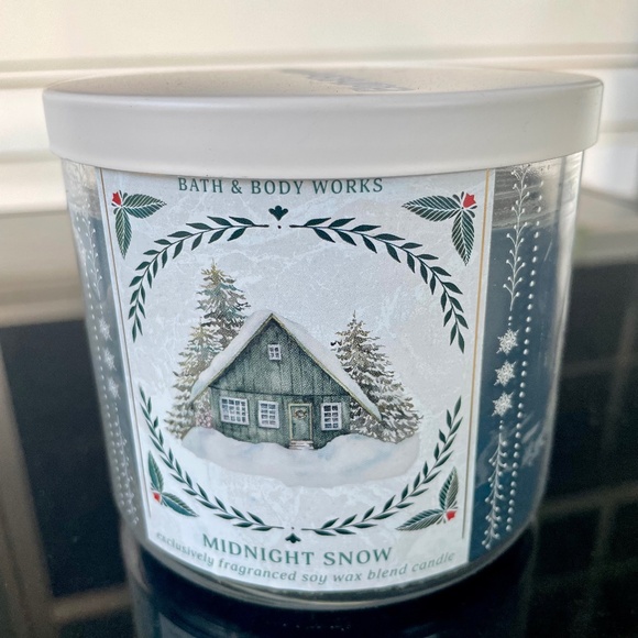 Bath & Body Works | Other | Midnight Snow 3wick Candle | Poshmark